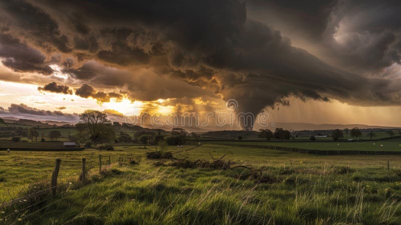 The Spectre of the Tornado Looms Over the Countryside Casting a Dark ...