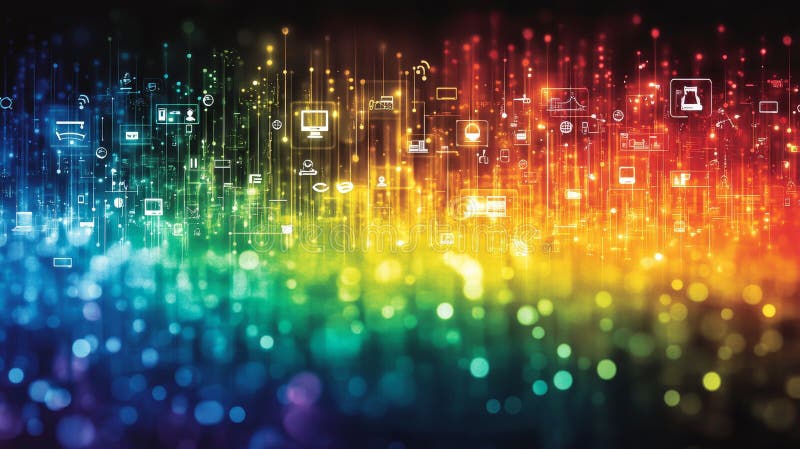 Spectrum of Business Services Abstract Array of Technology Icons on ...