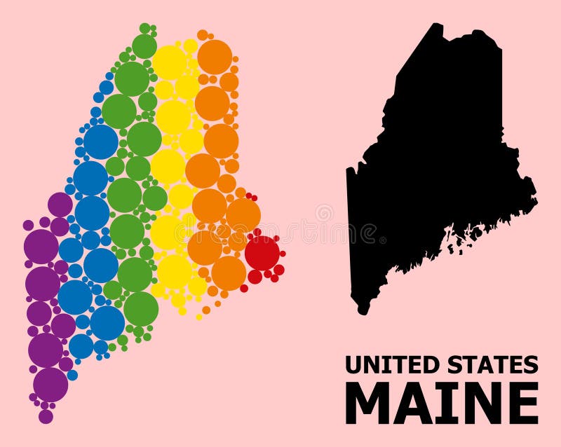 Spectrum Collage Map of Maine State for LGBT Stock Vector ...