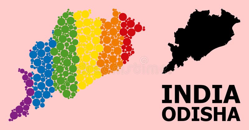 Spectrum Collage Map of Odisha State for LGBT Stock Vector ...