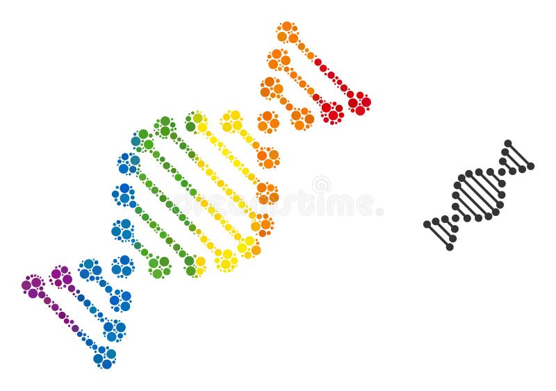 Spectrum DNA Molecule Mosaic Icon of Spheric Dots Stock Vector ...
