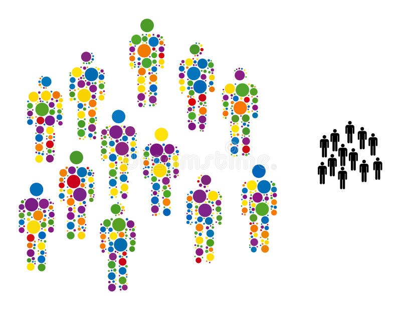 Spectrum Dotted People Crowd Icon Random Collage Stock Vector ...