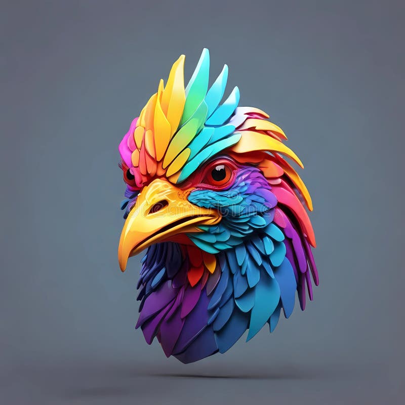 Spectrum Feathered Chicken Logo with Vibrant Colors Stock Illustration ...