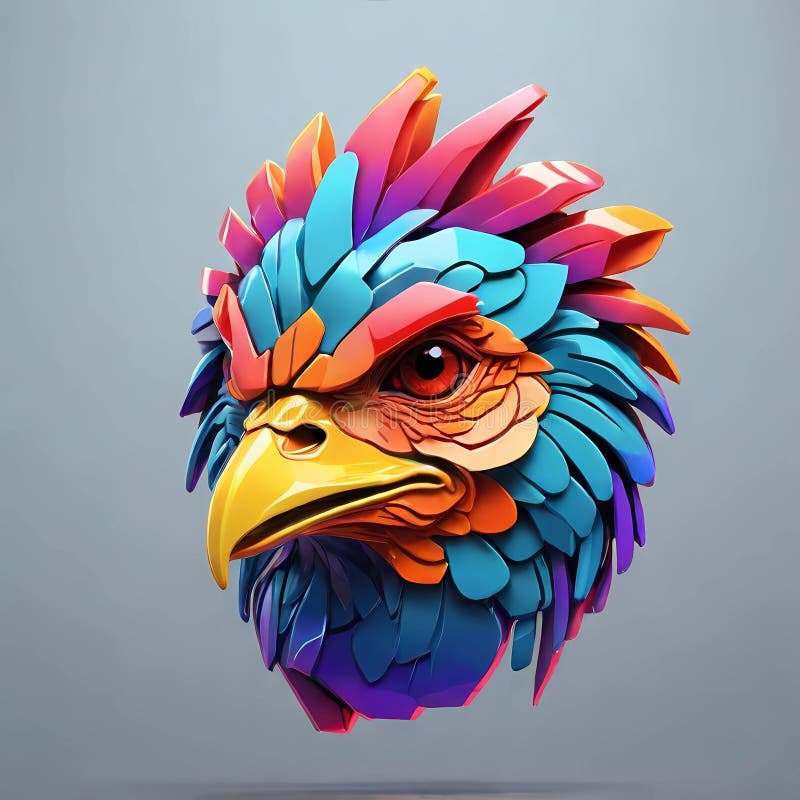 Spectrum Feathered Chicken Logo with Vibrant Colors Stock Illustration ...