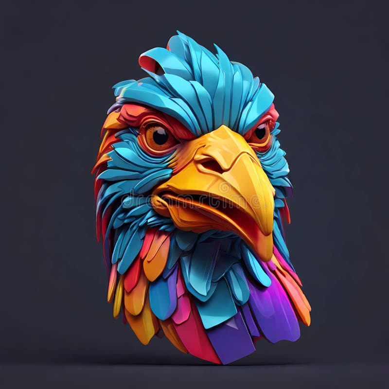 Spectrum Feathered Chicken Logo with Vibrant Colors Stock Illustration ...