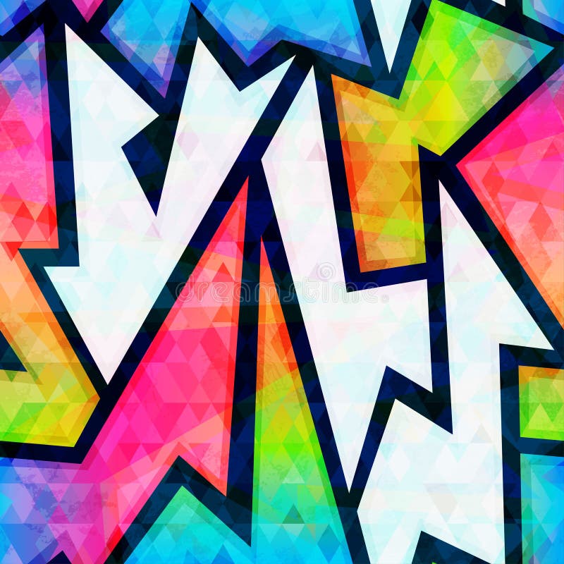 Urban Bright Geometric Seamless Pattern with Grunge Effect Stock Vector ...