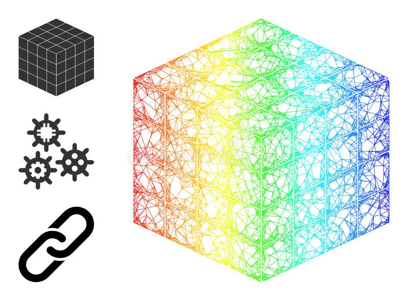 Spectrum Gradient Linear Mesh Isometric Cube Icon Stock Illustration ...