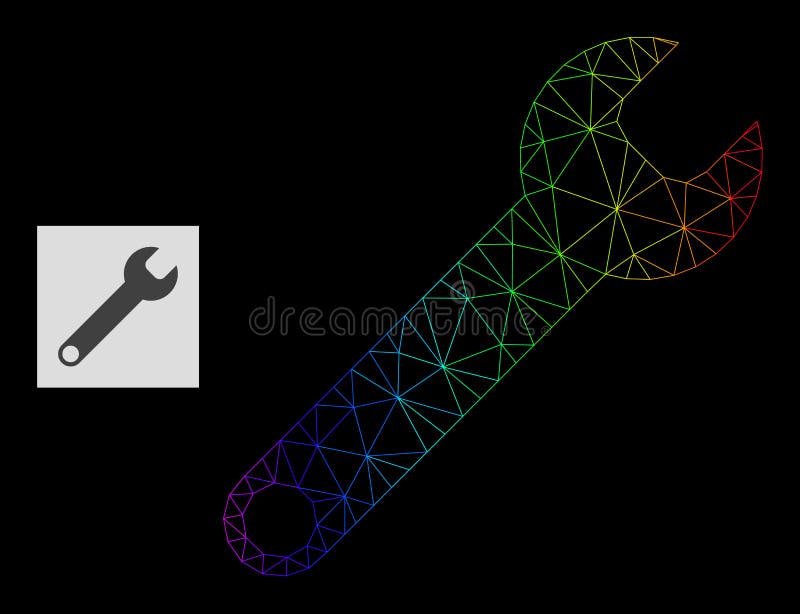 Spectrum Gradient Polygonal Net Spanner Icon Stock Vector ...