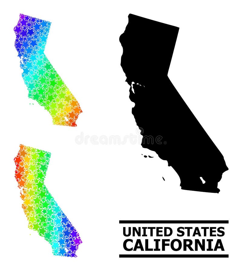 Spectrum Gradient Starred Mosaic Map of California Collage Stock Vector ...