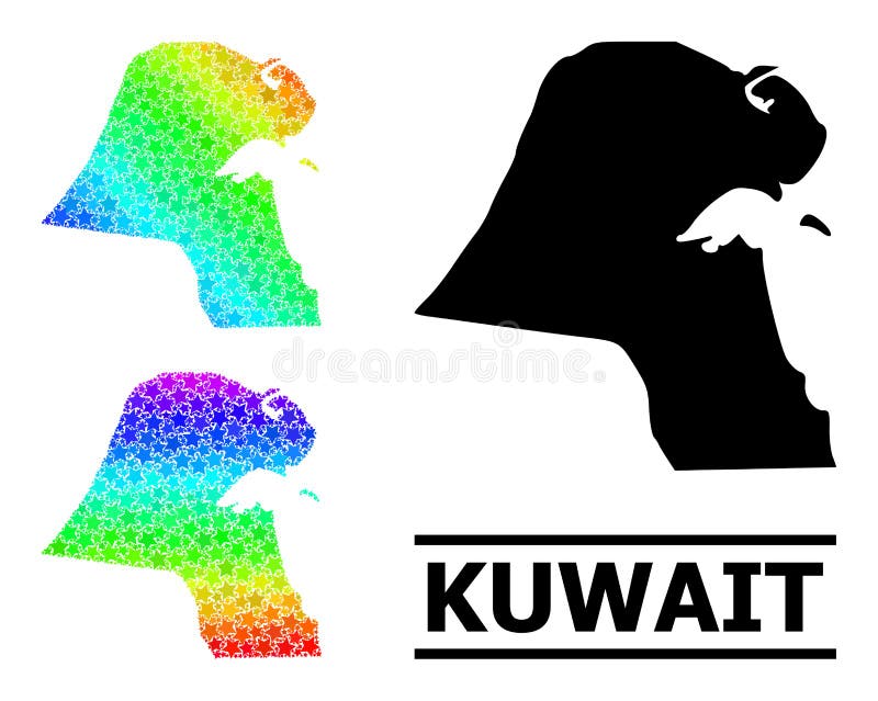 Spectrum Gradient Starred Mosaic Map of Kuwait Collage Stock Vector ...