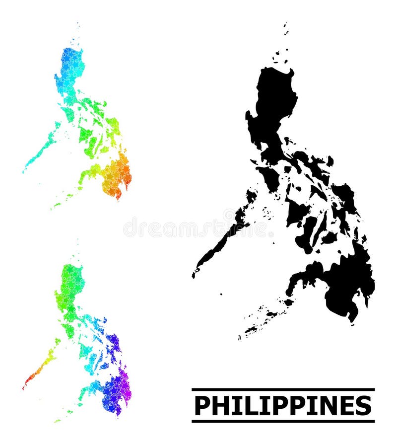 Spectrum Gradient Starred Mosaic Map of Philippines Collage Stock ...