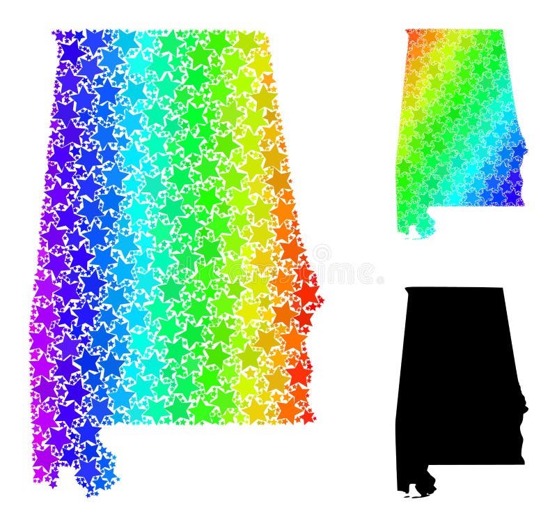 Spectrum Gradient Stars Mosaic Map of Alabama State Collage Stock ...