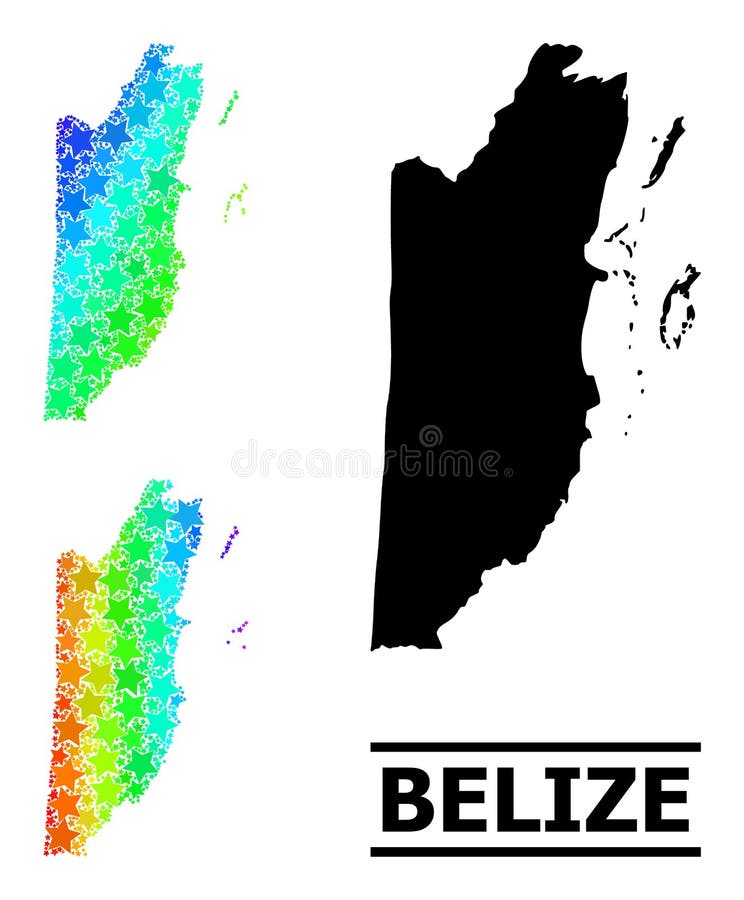 Spectrum Gradient Stars Mosaic Map of Belize Collage Stock Vector ...