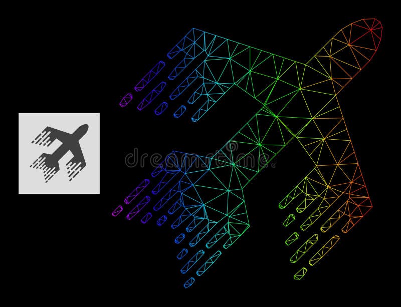 Spectrum Gradiented Polygonal Net Jet Plane Icon Stock Vector ...
