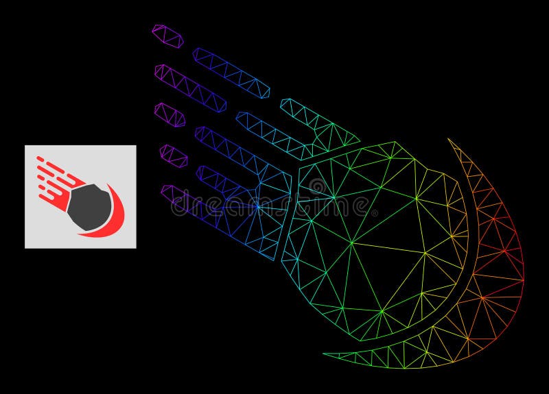 Spectrum Gradiented Polygonal Net Meteor Icon Stock Vector ...