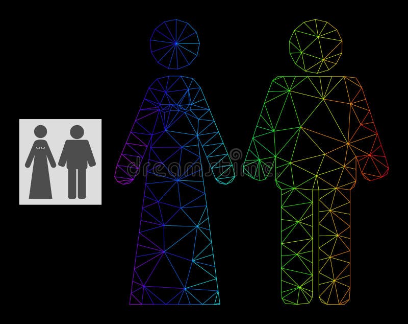 Spectrum Gradiented Polygonal Network Married Groom and Bribe Icon ...
