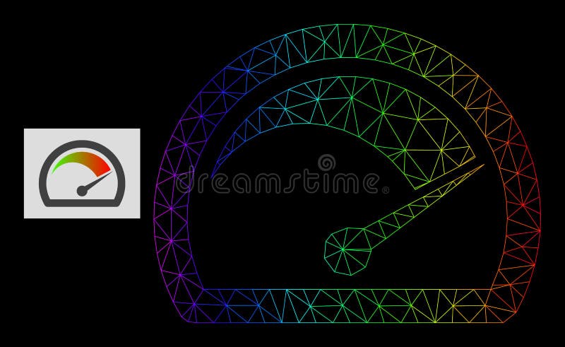 Spectrum Gradiented Polygonal Network Speed Gauge Icon Stock Vector ...