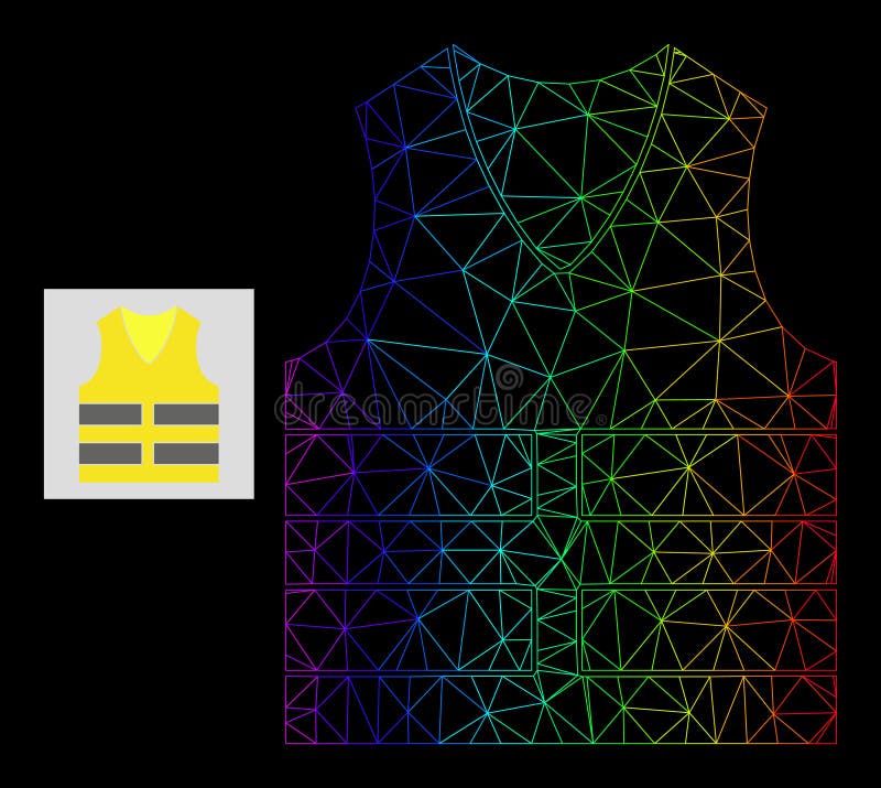Spectrum Gradiented Polygonal Network Yellow Vest Icon Stock ...