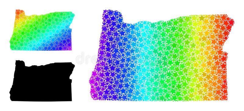 Rainbow Gradient Star Mosaic Map of Oregon State Collage Stock Vector ...