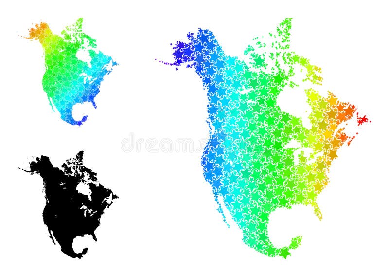 Rainbow Gradient Stars Mosaic Map of North America Collage Stock Vector ...
