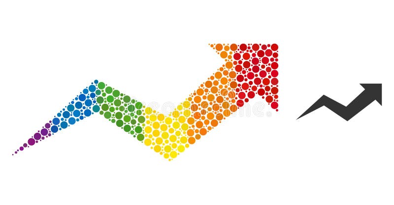 Spectrum Growing Arrow Chart Collage Icon of Circles Stock Vector ...