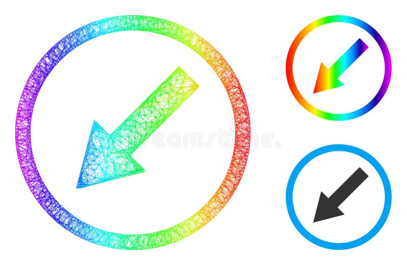 Spectrum Hatched Gradient Down-Left Rounded Arrow Icon Stock Vector ...