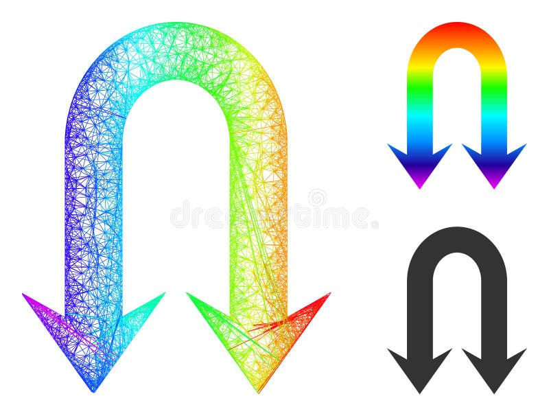Spectrum Linear Gradient Double Back Arrow Icon Stock Vector ...