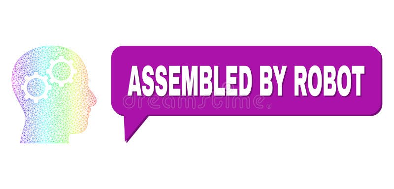 Spectrum Mesh Gradient Brain Gears Icon and Assembled by Robot Chat ...