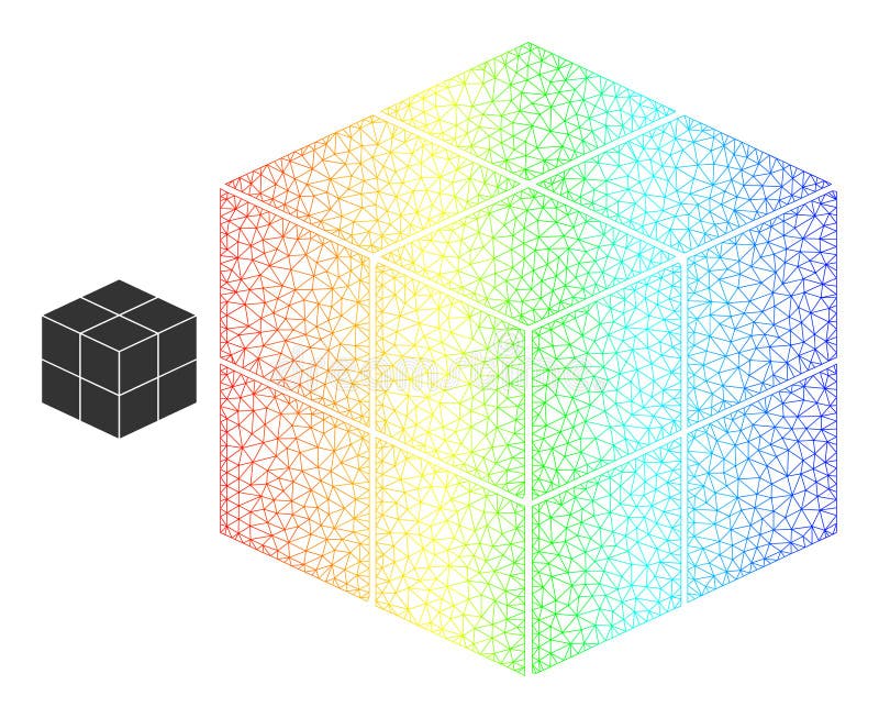 Spectrum Mesh Gradient 3D Cube Icon Stock Vector - Illustration of ...