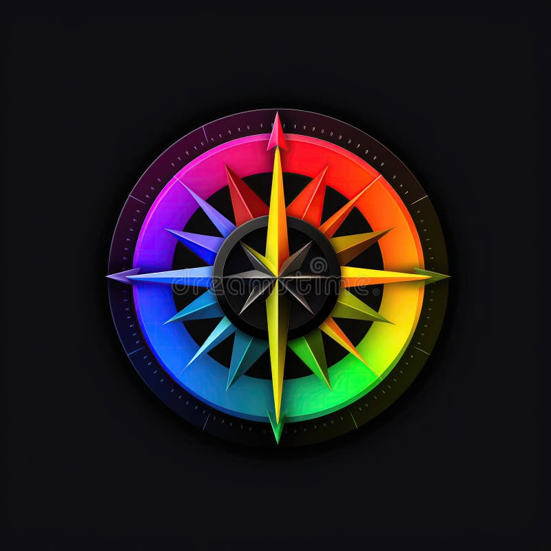 Spectrum Navigator a Compass Icon Featuring a Full Spectrum of Colors ...