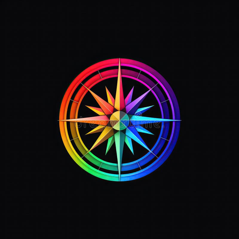 Spectrum Navigator a Compass Icon Featuring a Full Spectrum of Colors ...