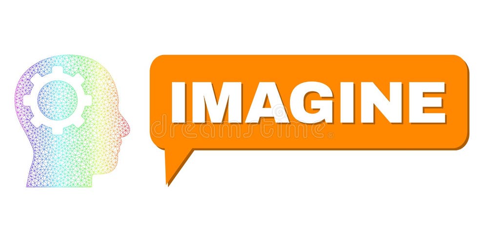 Spectrum Net Gradient Intellect Gear Icon and Imagine Chat Bubble with ...