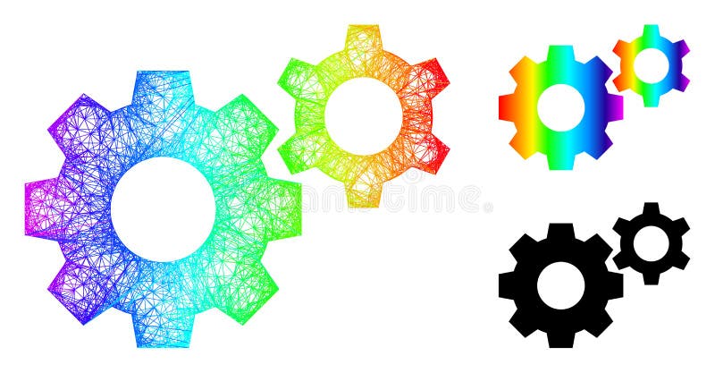 Spectrum Net Mesh Gradient Gears Icon Stock Vector - Illustration of ...
