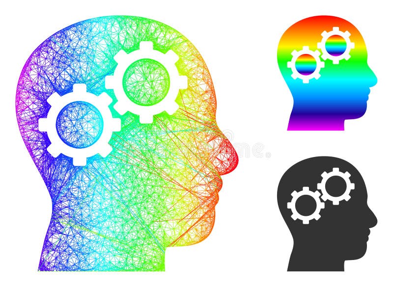 Spectrum Network Gradient Brain Gears Icon Stock Vector - Illustration ...