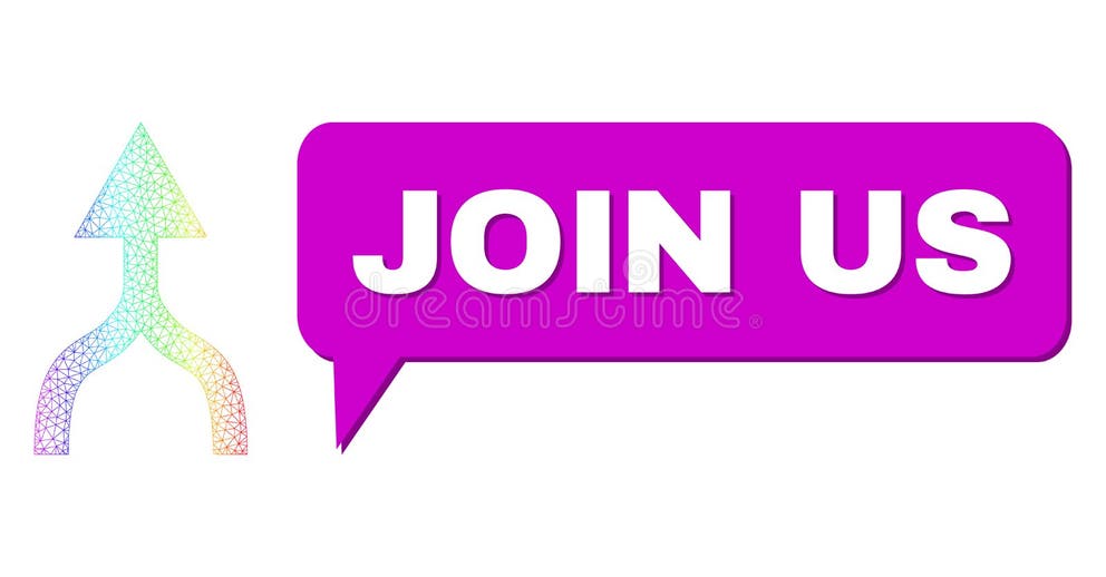 Spectrum Network Gradient Combine Arrow Up Icon and Join Us Message Frame with Shadow Stock ...