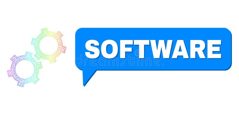 Spectrum Network Gradient Gears Icon and Software Speech Cloud with ...