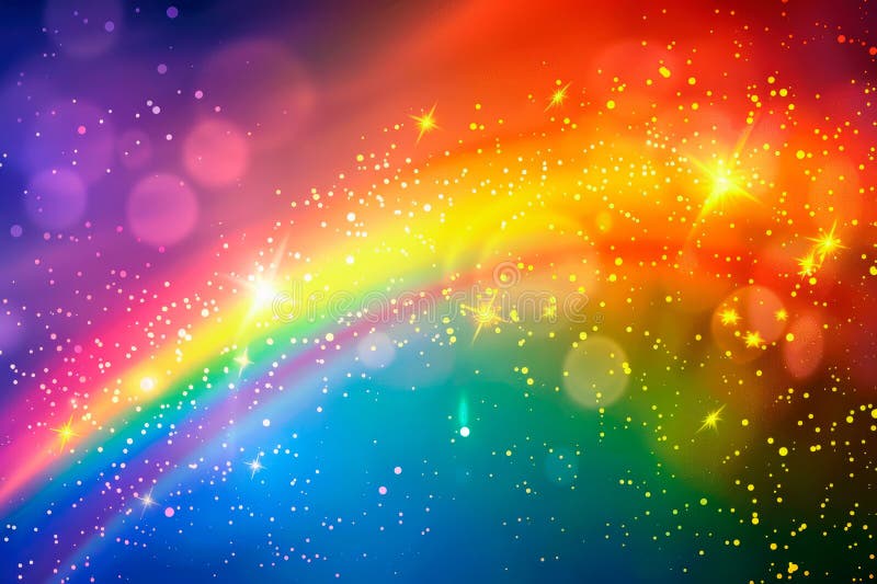 Spectrum Rainbow Arch, Glowing with Stars on Sky Wallpaper Stock ...
