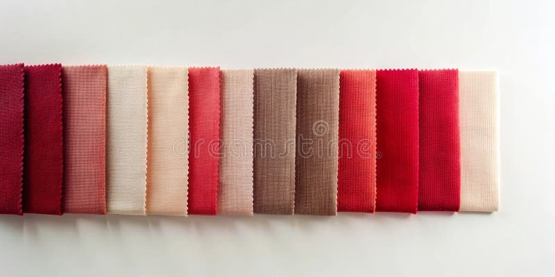 A Spectrum of Red and Beige Textile Swatches Arranged in a Gradient ...
