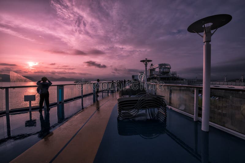 Spectrum of the Seas Deck Morning Sunrise Editorial Photography - Image ...