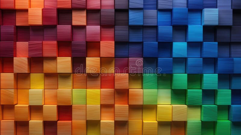 Spectrum of Stacked Multi-colored Wooden Blocks, Ai Generated Stock ...