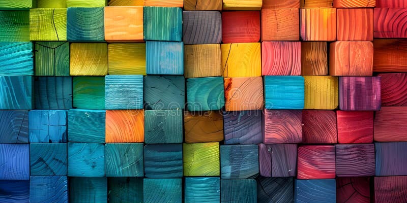 Spectrum of Vibrant Wooden Blocks Representing Creativity, Diversity ...
