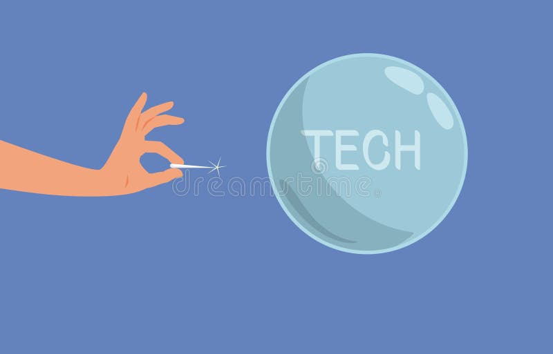 Hand Bursting the Tech Bubble Vector Conceptual Illustration Stock ...