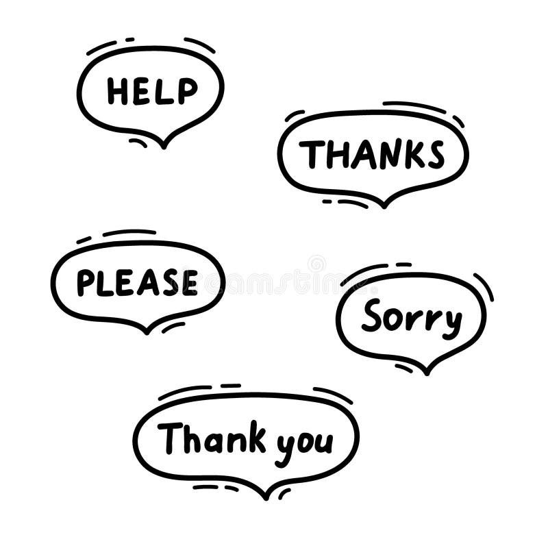 Speech Balloon with Commonly Used Word, Line Hand Drawn Doodle. Talk ...