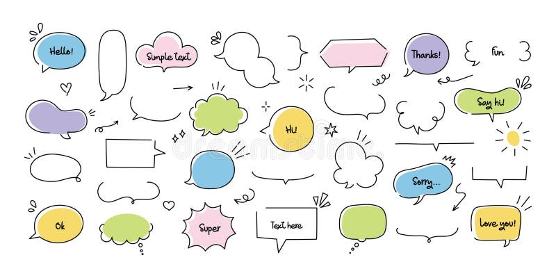 Speech Balloon Frame. Simple Sketch Bubble Sketch for Text. Line Doodle ...