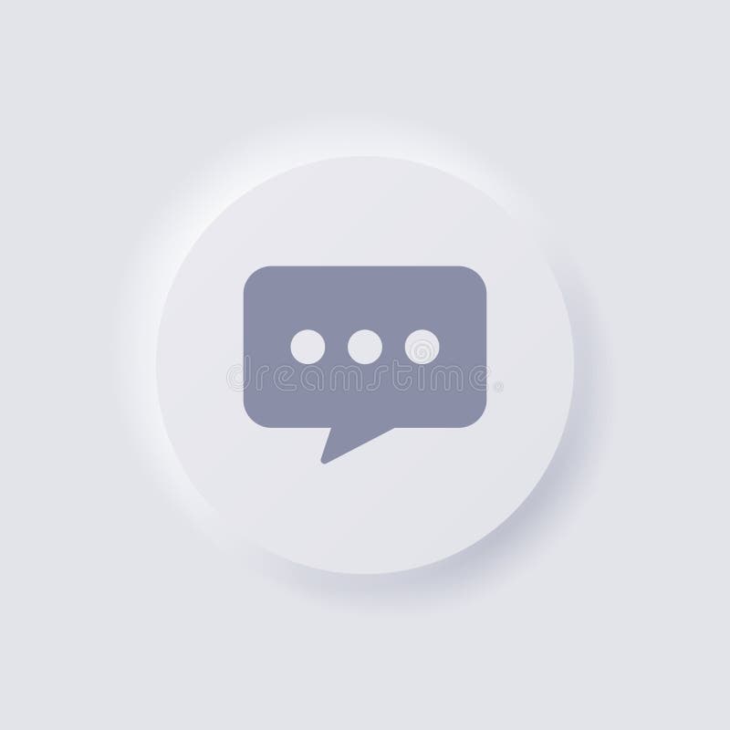 Speech Balloon Icon, White Neumorphism Soft UI Design. Stock Vector ...