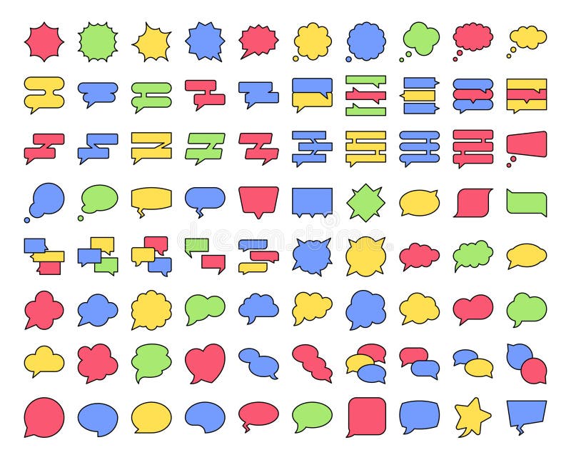 Speech Balloons Set, Filled Style Vector Illustration Stock Vector ...