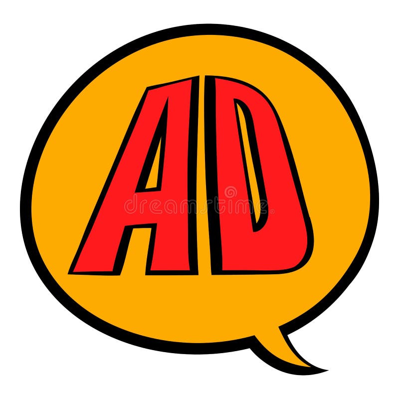 Speech Bubble with AD Letters Icon Cartoon Stock Vector - Illustration ...