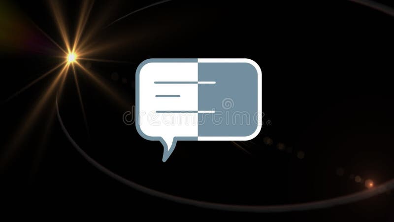 Speech Bubble Animation Glowing with Light Effect on Dark Background ...