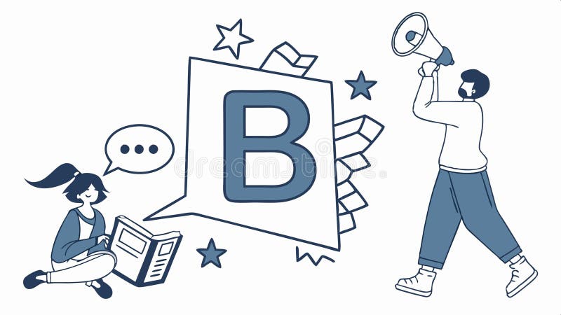 Speech Bubble B with Megaphone Users, Public Speaking, Announcement ...