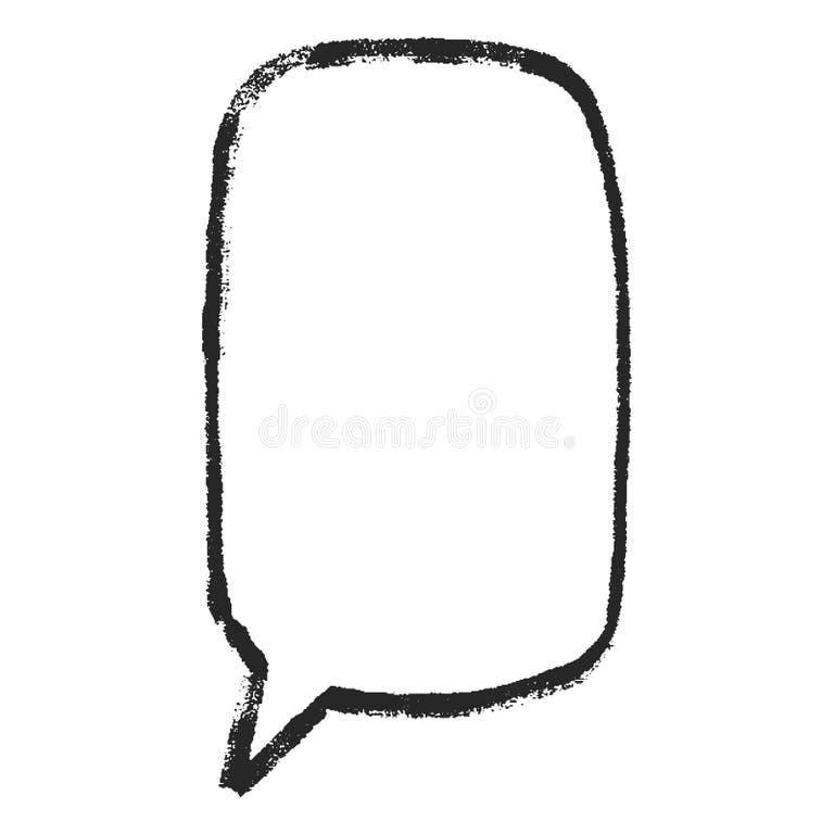 Speech Bubble Black Outline Blank, Vector Cartoon Crayon Communication ...